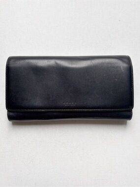 Coach | Bags | Vintage Coach Black Leather Trifold Credit Card Long ...